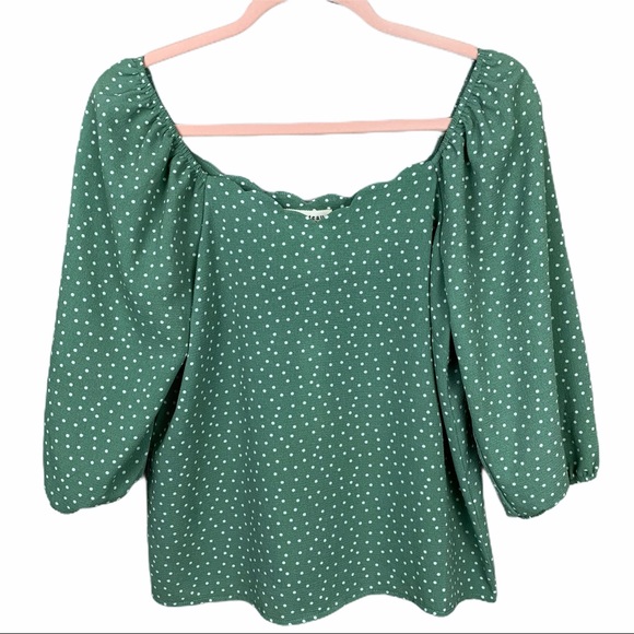Monteau | Tops | Monteau Nwt Scalloped Neckline Top W Polka Dots | Poshmark